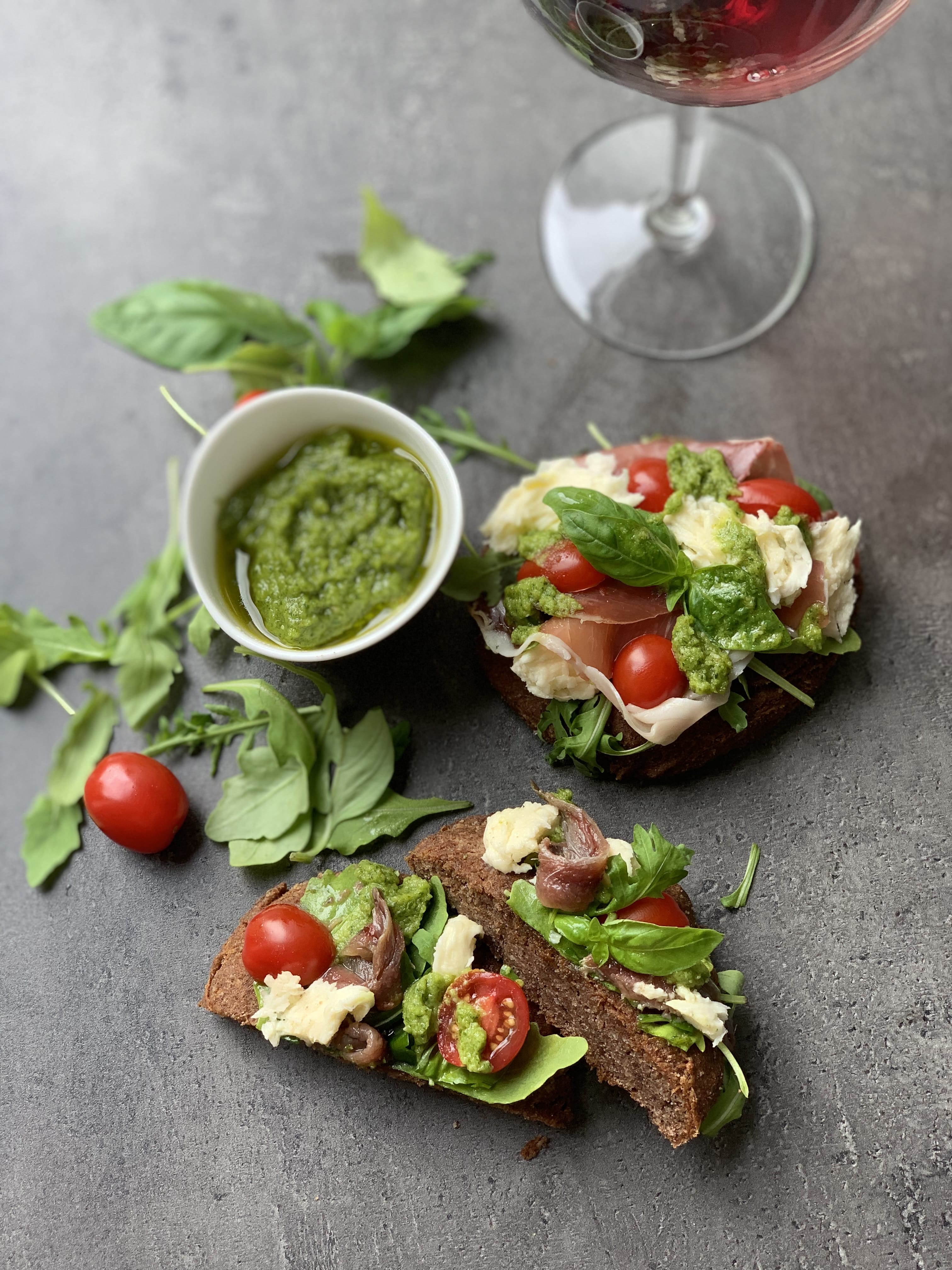 Keto ciabatta with keto toppings - Family on Keto